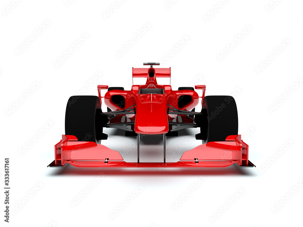 Formula 1 (f1) red gloss racing car on a white background viewed from ...