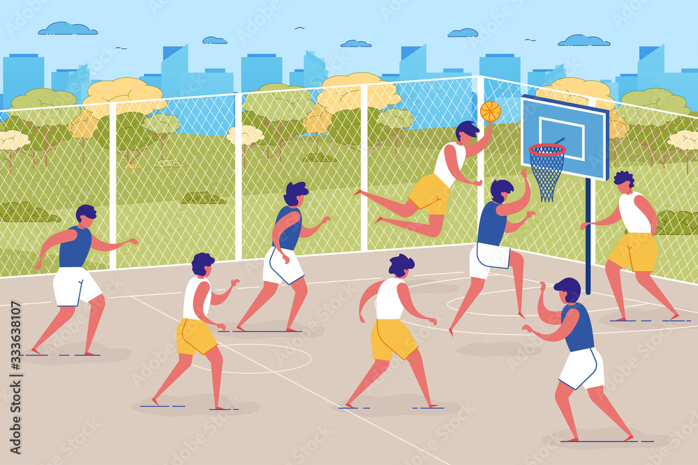 People Playing Basketball Cartoon