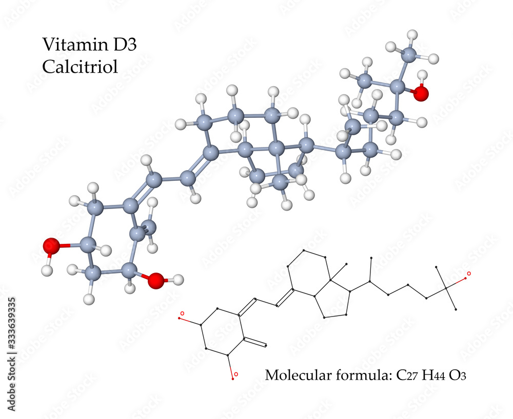 Vitamin D3 Calcitriol - 3d illustration of molecular structure. This is ...