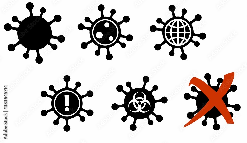 Stock-Vektorgrafik „Virus cell microbe organism icons with biohazard ...