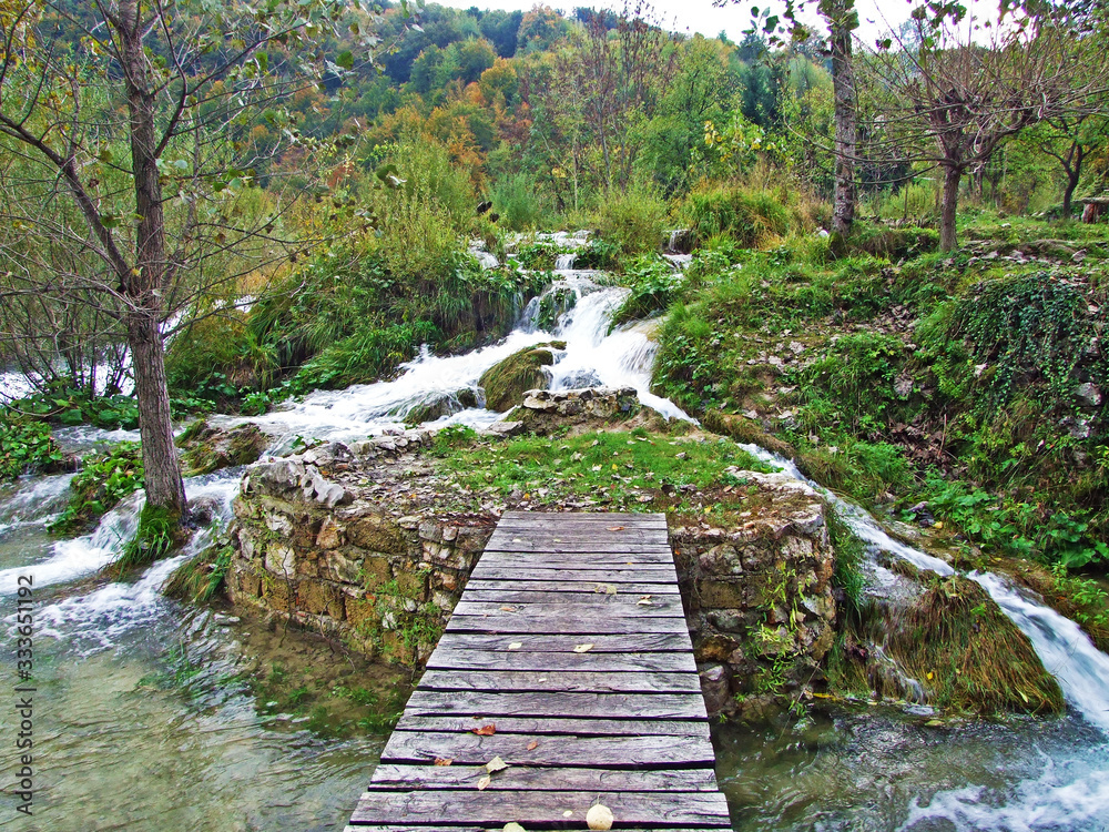 The first waterfalls on the Korana River, below the Plitvice Lakes ...