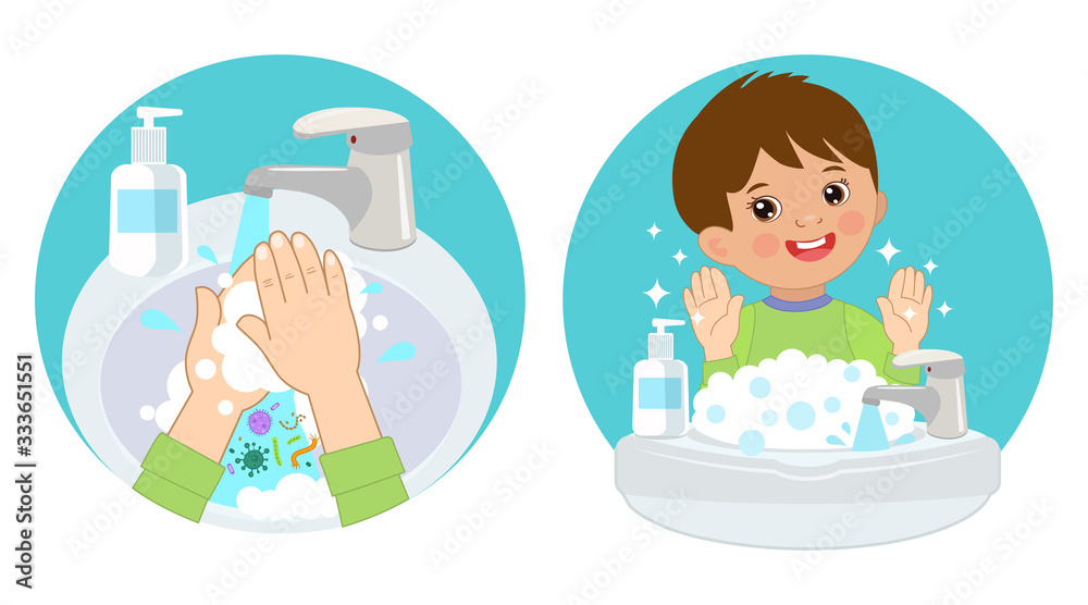 Dirty Hands, Clear Hands, Before And After. Hand Hygiene Vector Icons ...