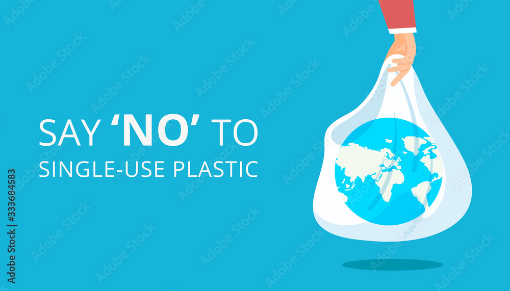 Earth globe in a plastic bag, Plastic pollution concept illustration ...