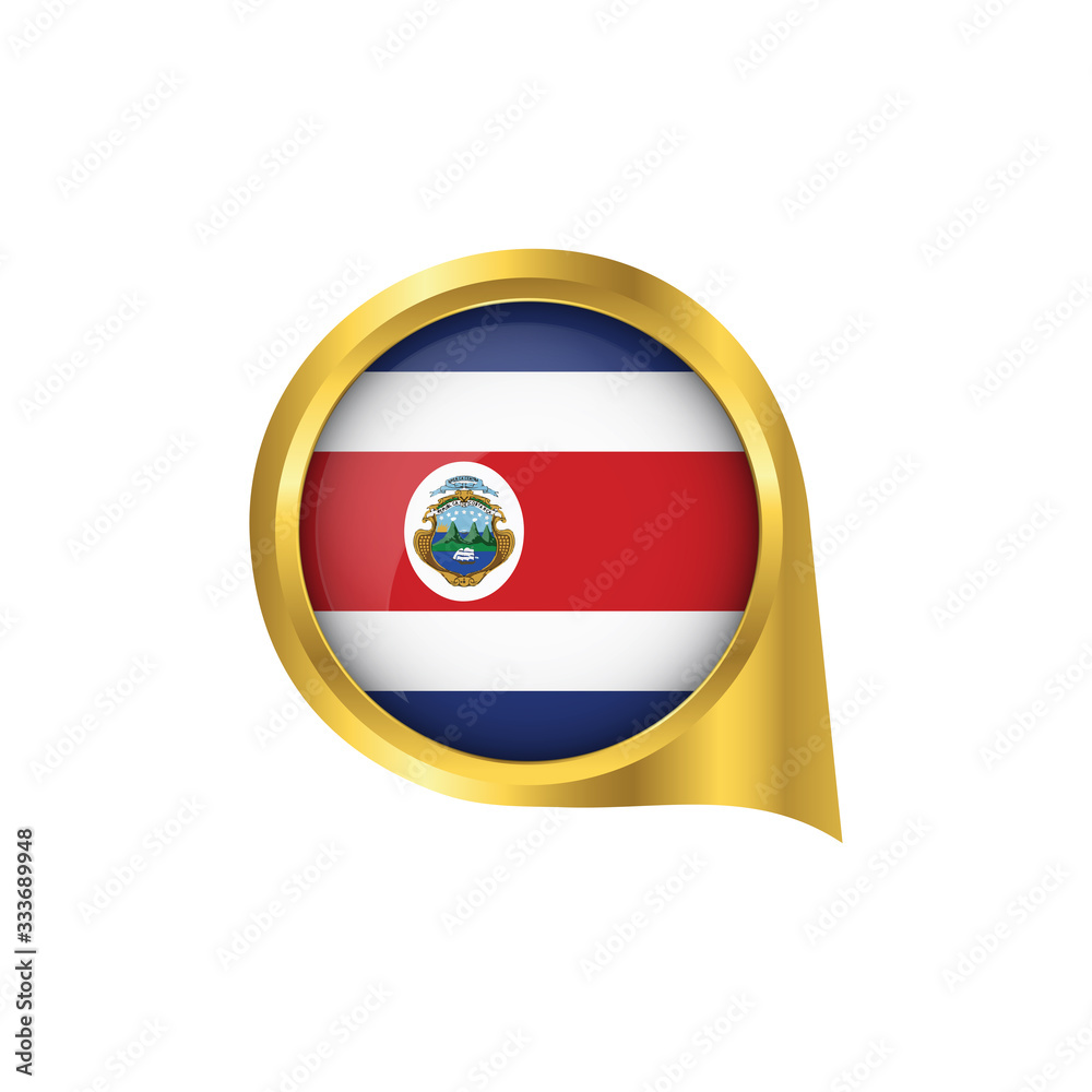 Flag of Costa Rican, location map pin, pointer flag Costa Rican, button ...