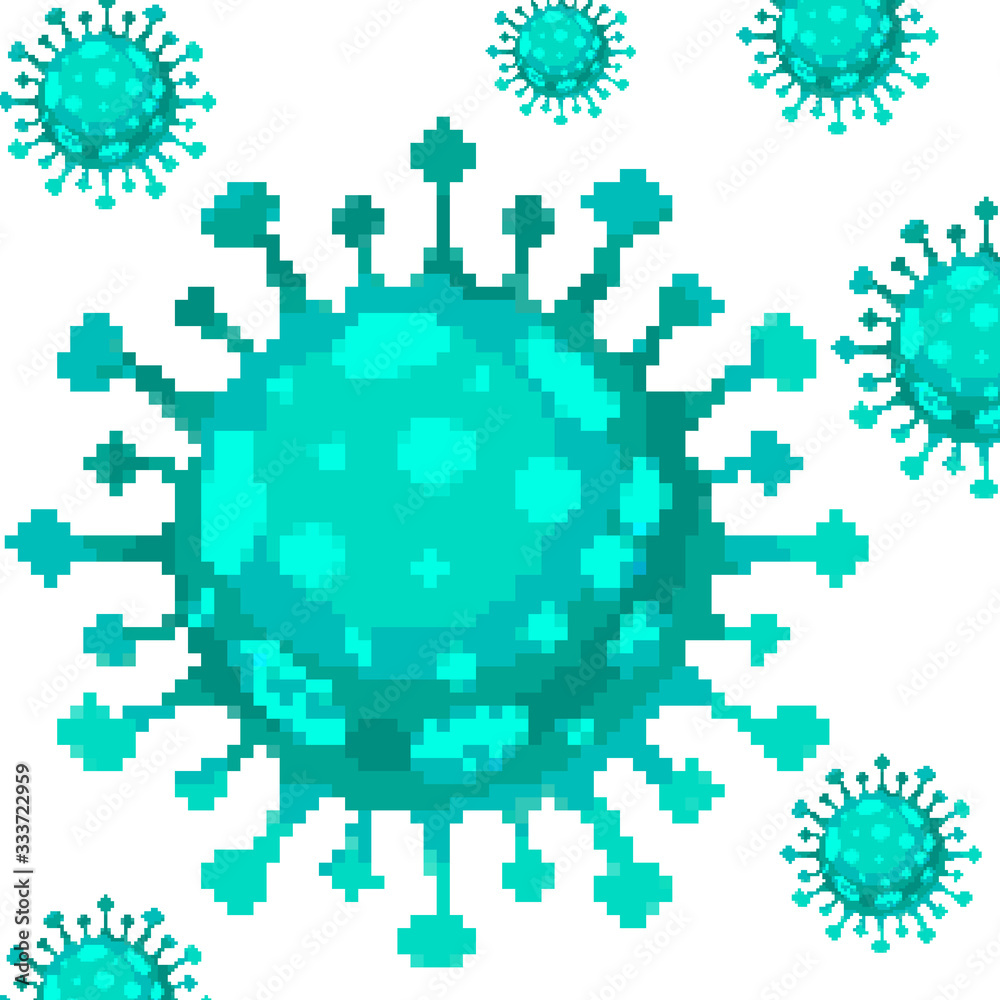 Pixel art vector Coronavirus Bacteria Cell Icon, 2019-nCoV COVID-19 ...