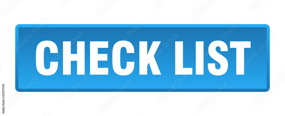 check list button. check list square blue push button Stock Vector ...