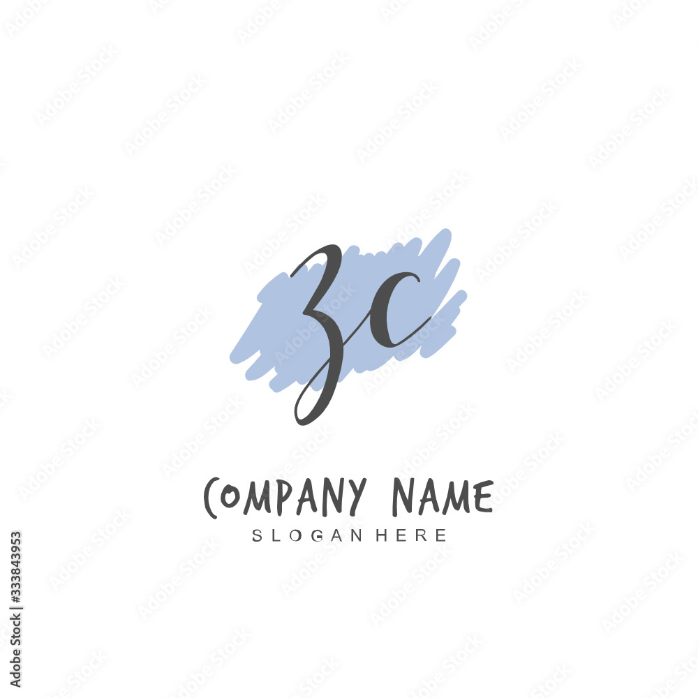 Handwritten initial letter Z C ZC for identity and logo. Vector logo template with handwriting ...