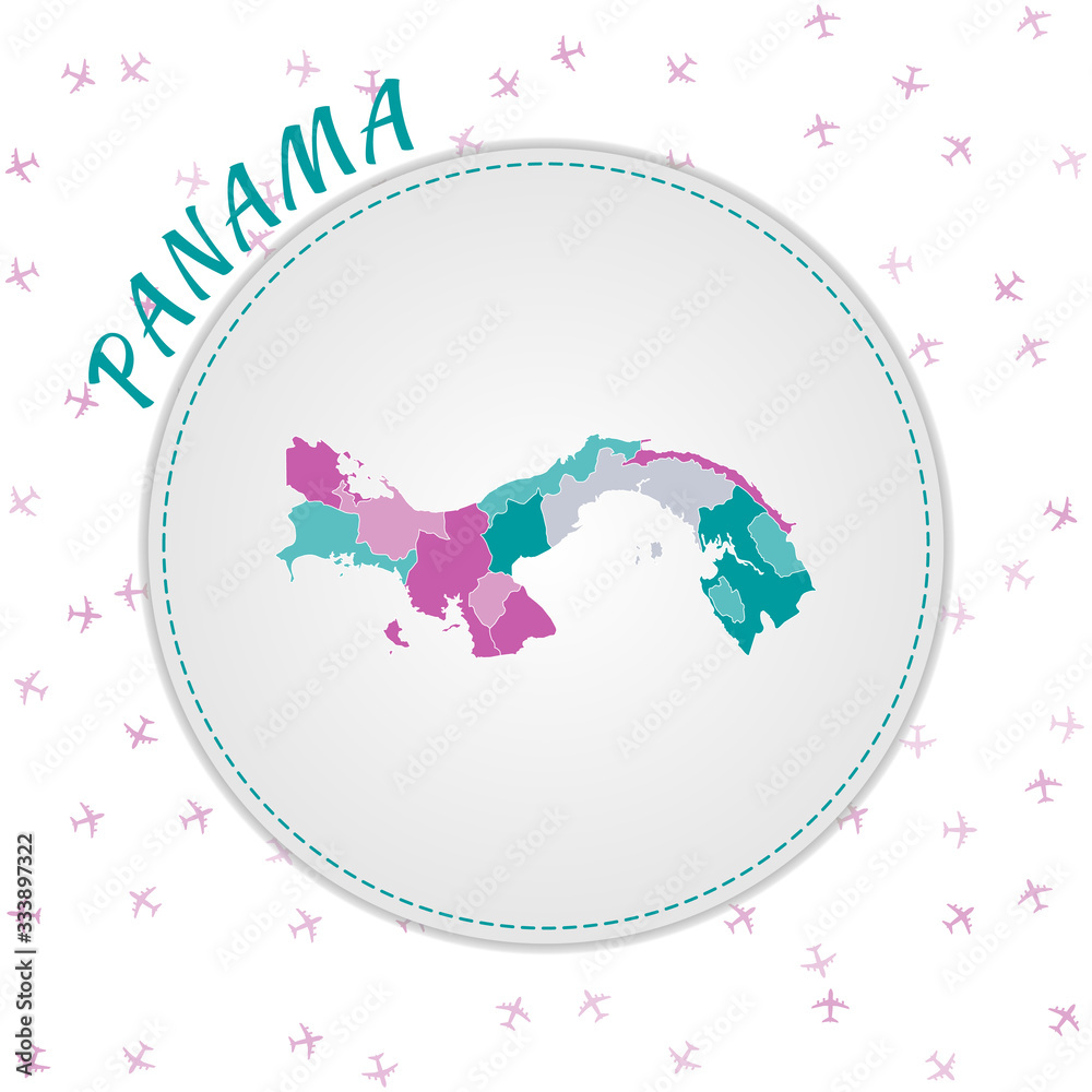Panama map design. Map of the country with regions in emerald-amethyst ...