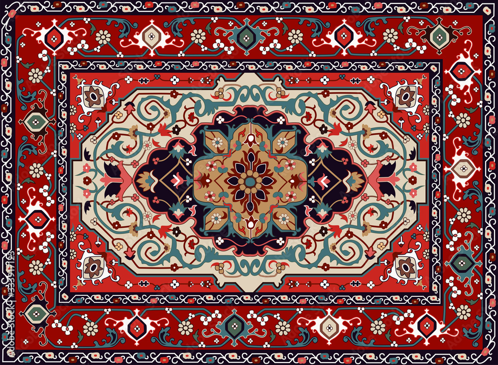 Illustrated Persian carpet original design, tribal texture. Stock ...