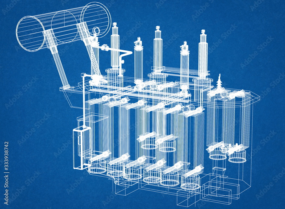 Power transformer blueprint Stock Photo | Adobe Stock