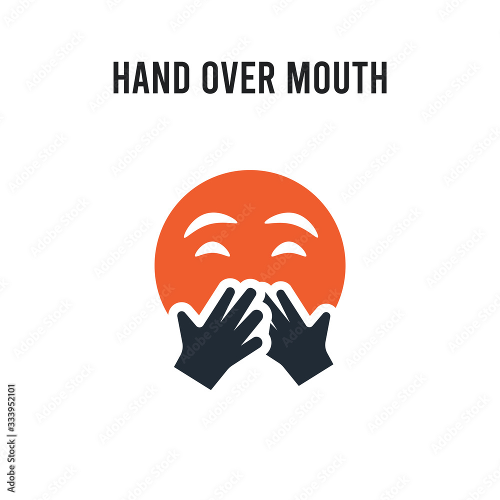 Hand Over Mouth emoji vector icon on white background. Red and black ...
