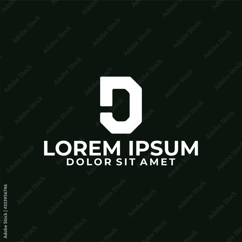 Initial letter DJ or JD logo template with bold line art symbol in flat ...