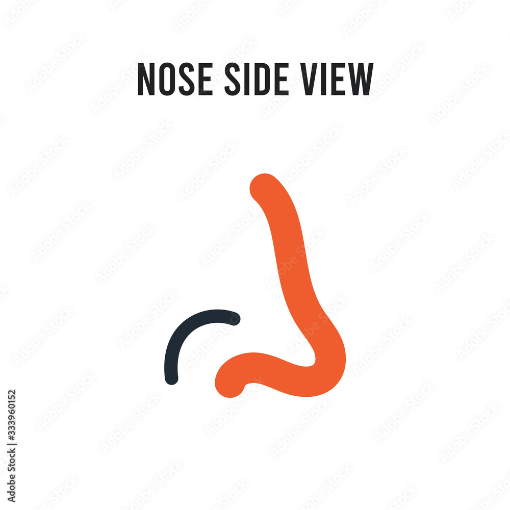 Nose Side View vector icon on white background. Red and black colored ...