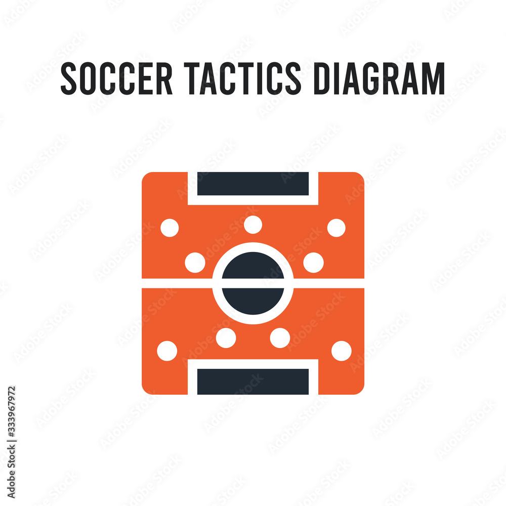 Soccer tactics diagram vector icon on white background. Red and black ...