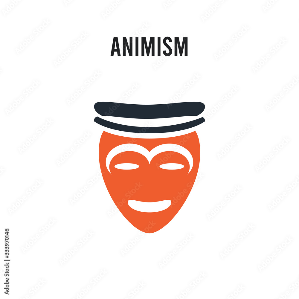 animism vector icon on white background. Red and black colored animism ...