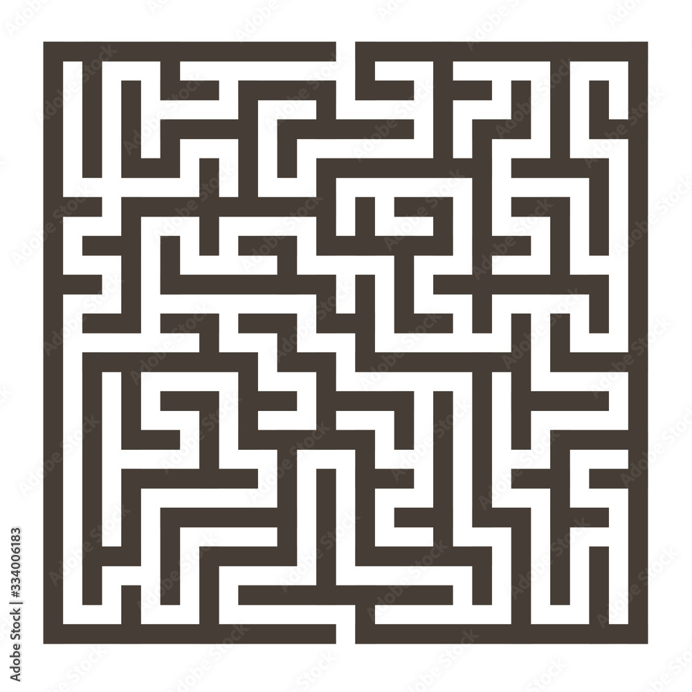 15x15 rectangular maze with brown thick walls and no solution Stock ...