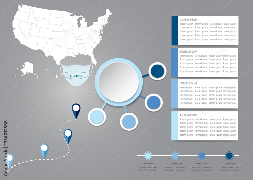 Stock-Vektorgrafik „Pandemic infographic for USA ready for your ...