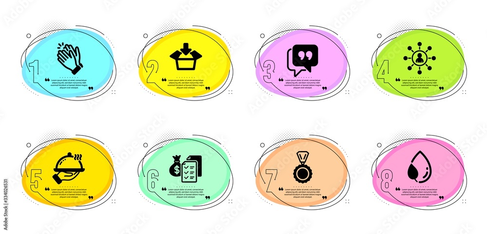 Leaf dew, Quote bubble and Accounting wealth signs. Timeline ...