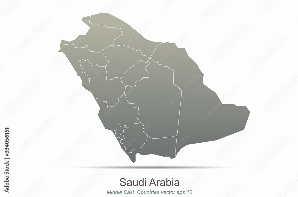saudi arabia map. middle east countries map. arab country map of gray ...