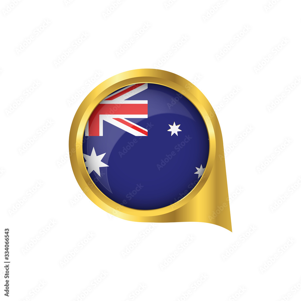 Flag of Australia, location map pin, pointer flag Australia, button ...