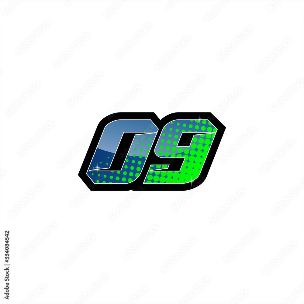 Vector Racing number 09, start racing number, sport race number with ...