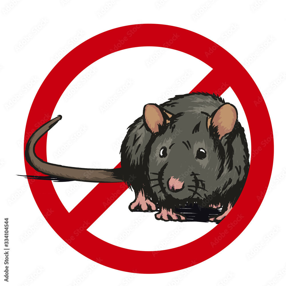 Sign against rats. Fighting rodents. The rodent looks forward. The ...