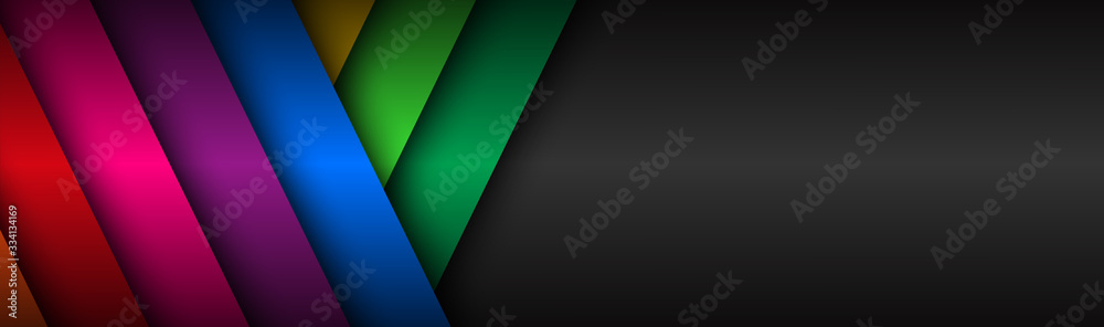 Modern bright colored vector header. Vibrant overlap stripes with blank ...