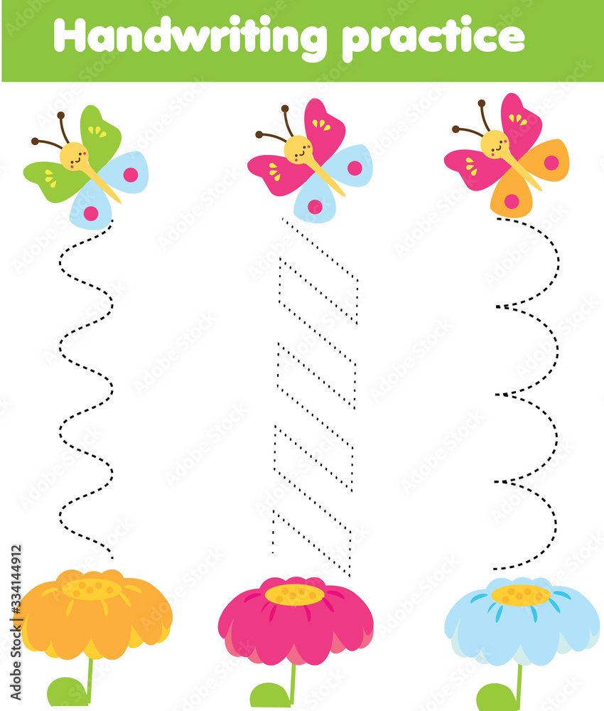 help butterflies find flowers. Handwriting practice sheet. Educational ...