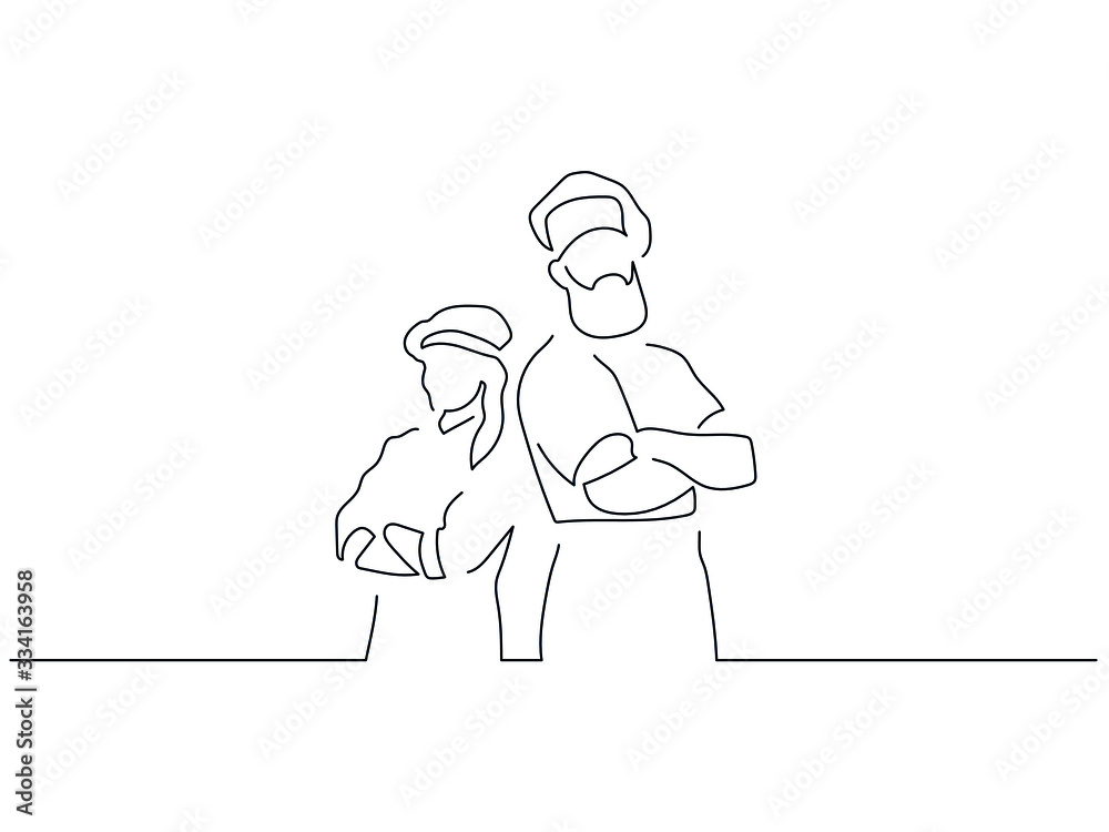 Baker isolated line drawing, vector illustration design. Food ...