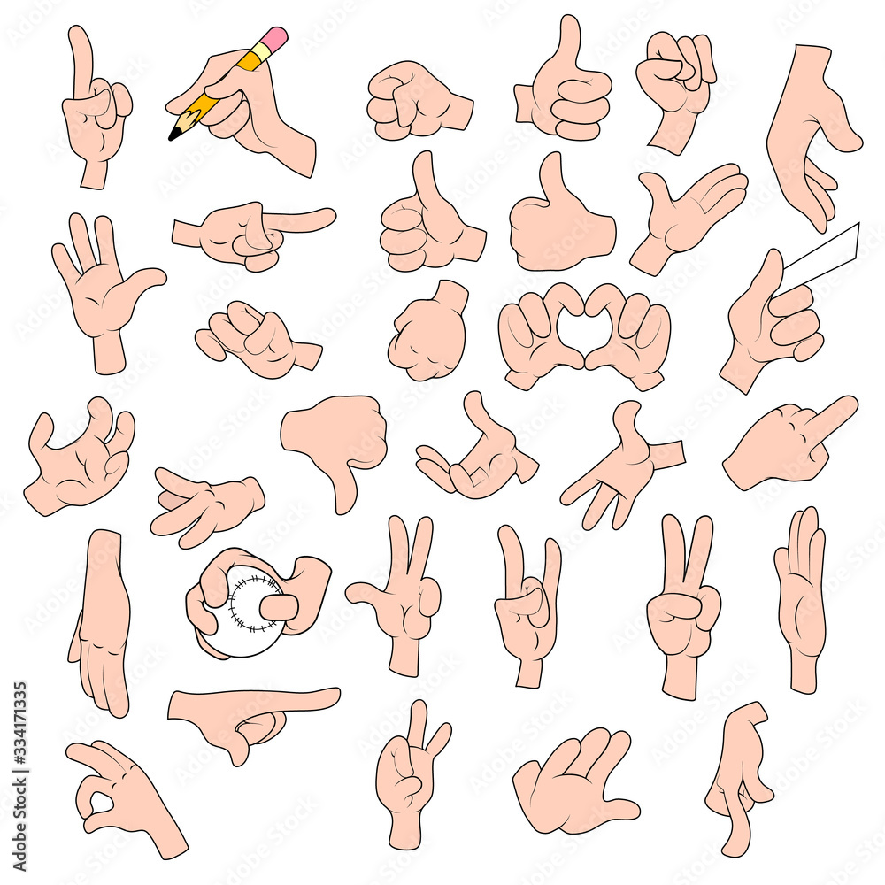 Vector set of cartoon hands Stock Vector | Adobe Stock