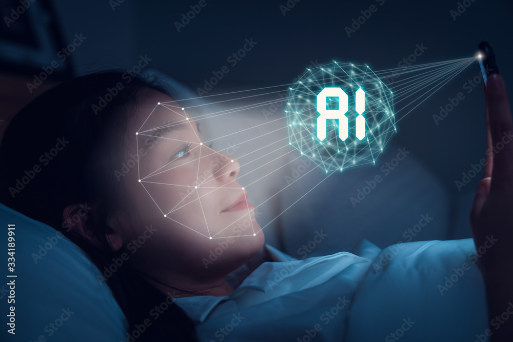AI (Artificial intelligence) of face identification technology concept ...