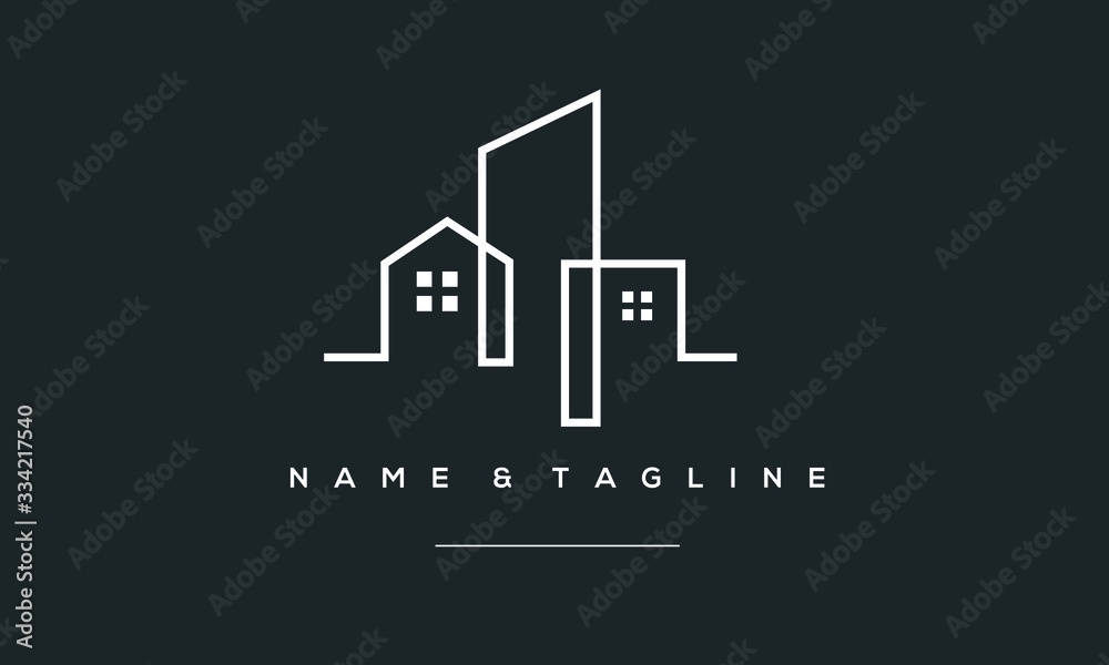 A line art icon logo of a building/ slyline Stock Vector | Adobe Stock
