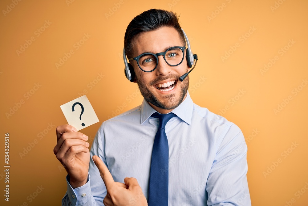 Business operator man with customer service headset from call center ...