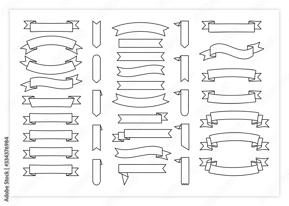 Black ribbon template banner vector collection illustration. Big ...