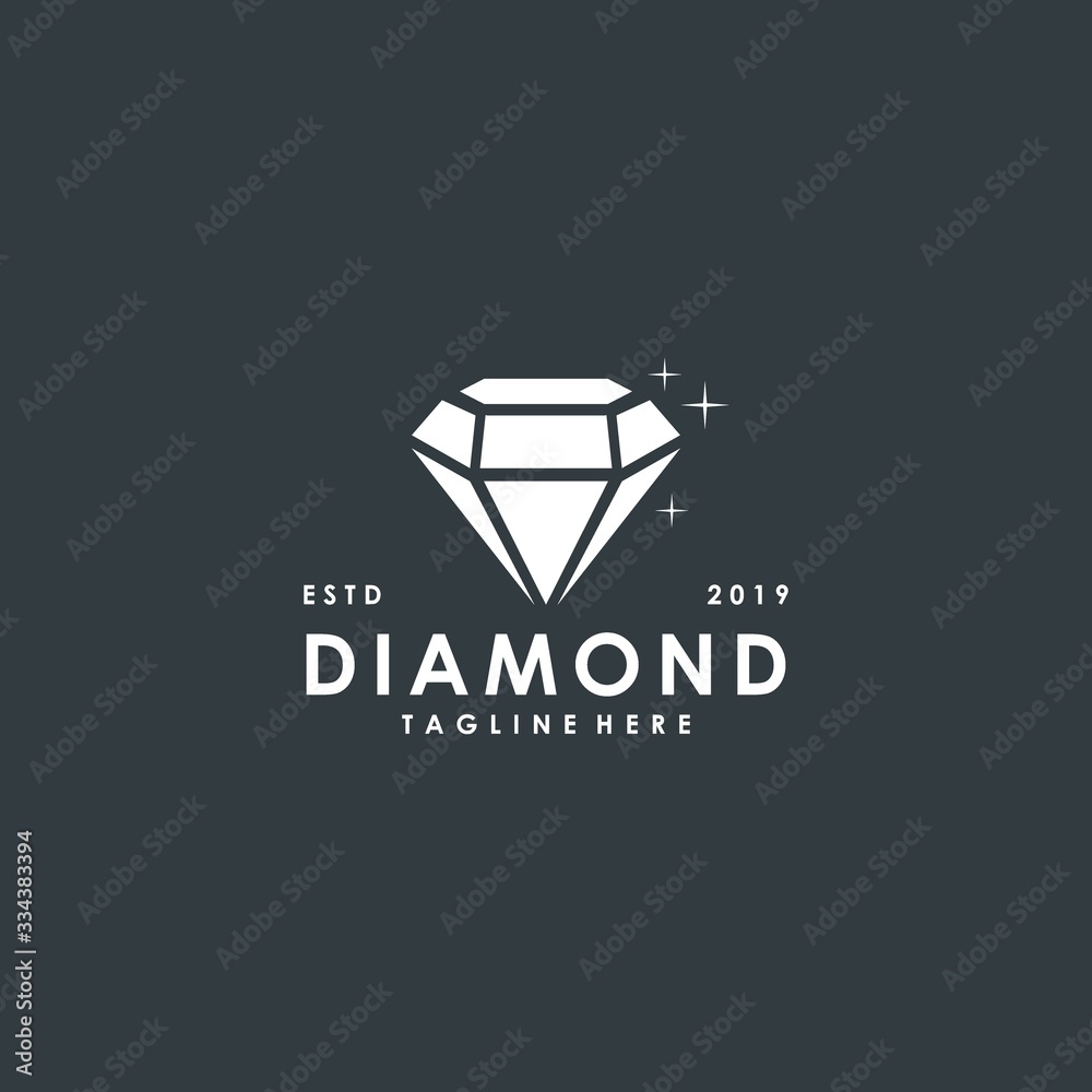 Minimalist white diamond logo design Stock Vector | Adobe Stock
