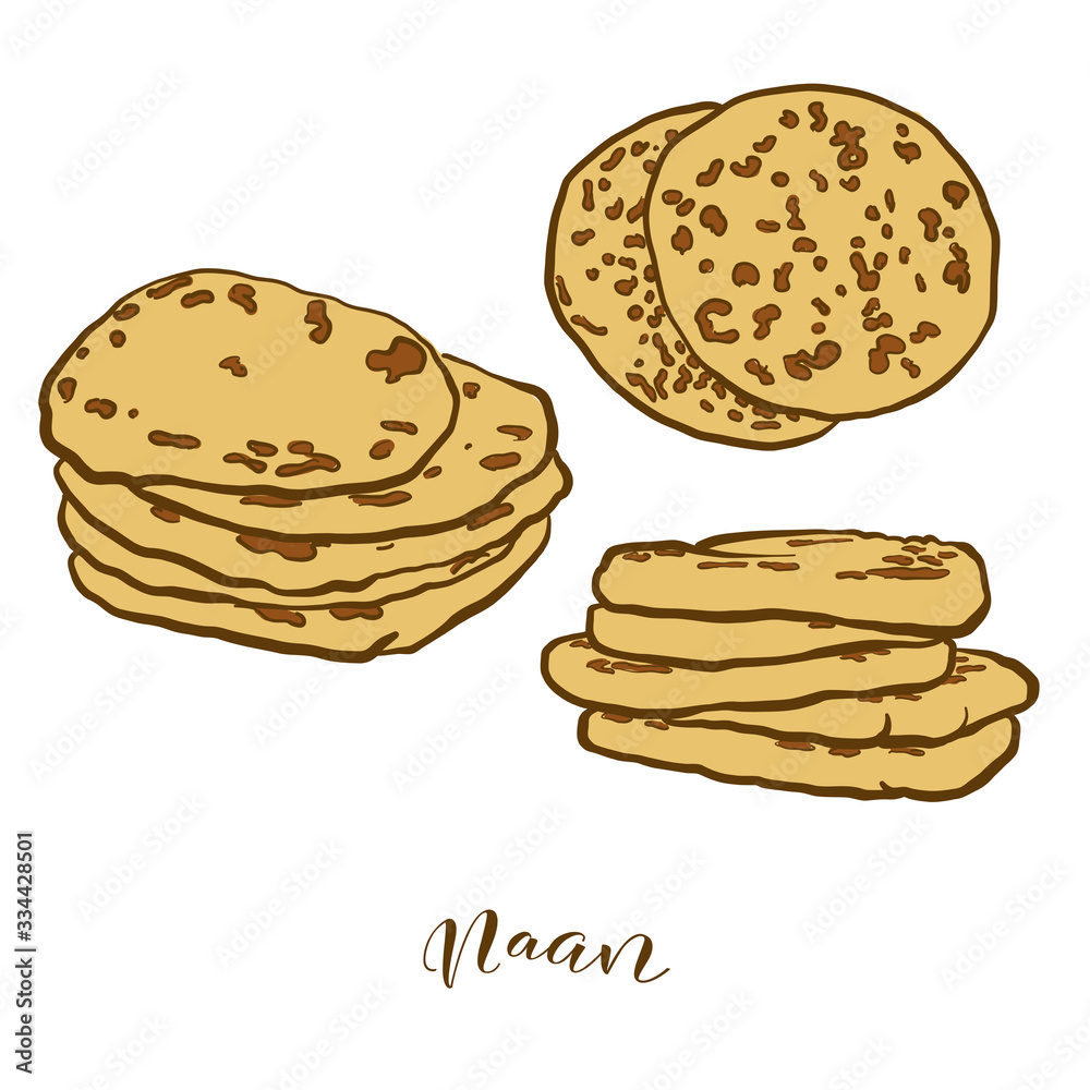 Colored drawing of Naan bread Stock Vector | Adobe Stock