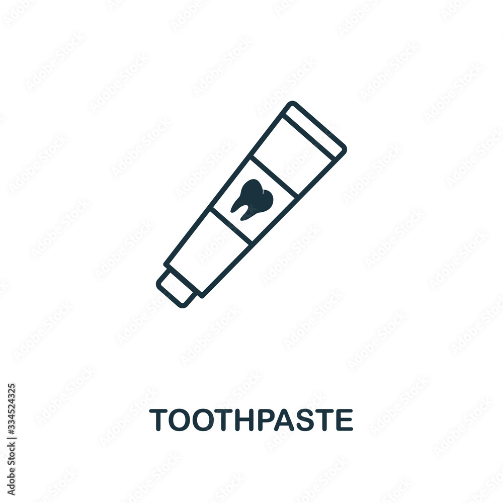 Toothpaste icon. Line style element from hygiene collection. Thin ...