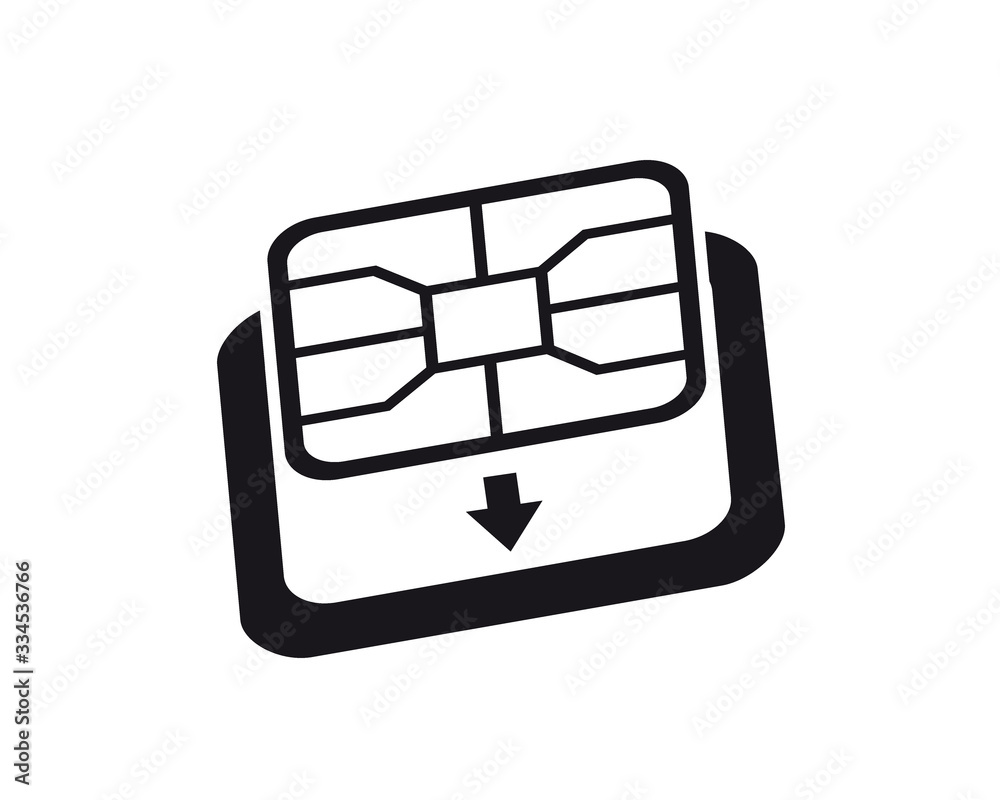 eSIM to Nano SIM card adapter icon. Phone sim-card converter symbol ...