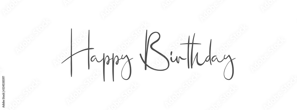 Happy Birthday. White background with elegant text in calligraphic ...