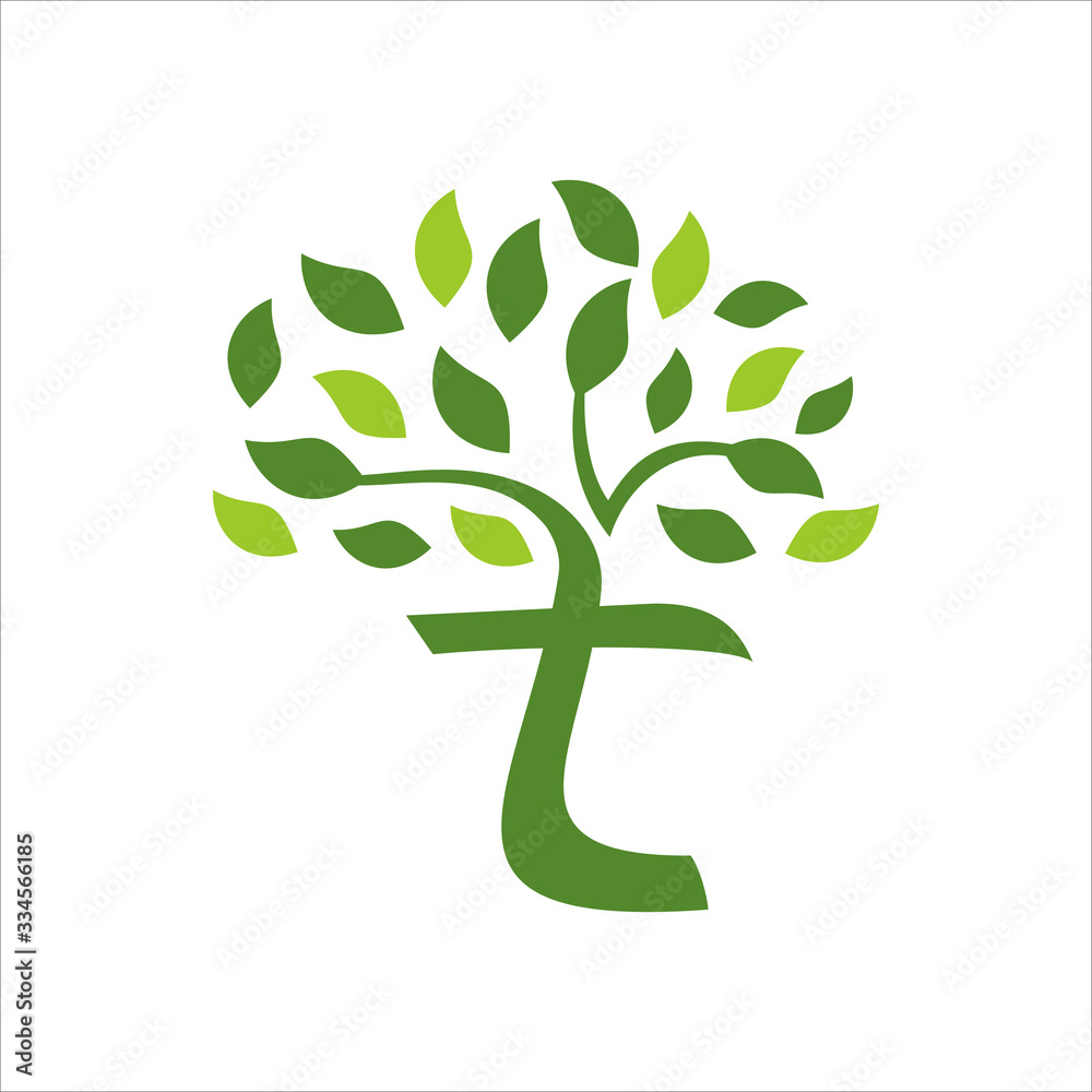 Letter T Tree Leaf Nature Logo Design Vector Stock Vector | Adobe Stock