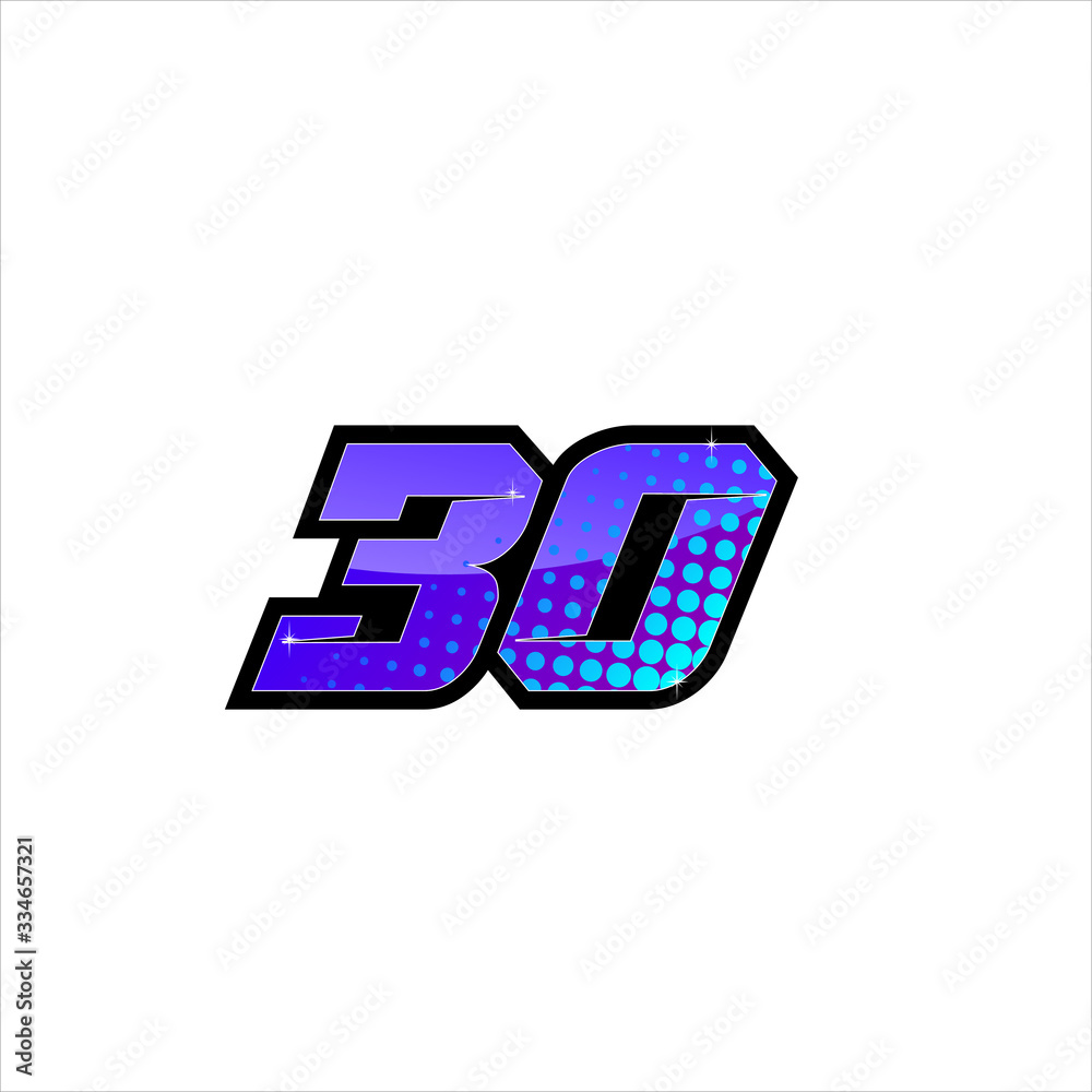Vector Racing number 30, start racing number, sport race number with ...