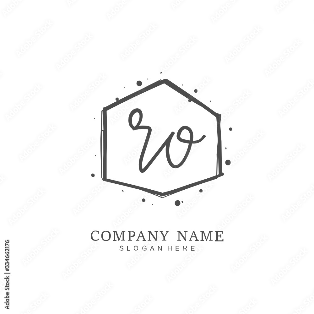 Handwritten initial letter R O RO for identity and logo. Vector logo ...