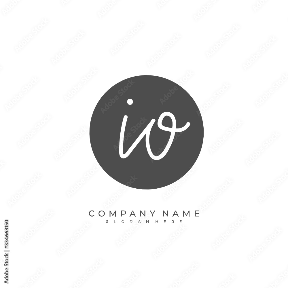 Handwritten initial letter I O IO for identity and logo. Vector logo ...