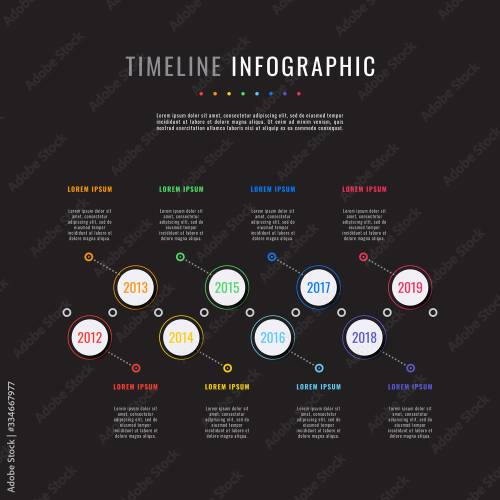 business infographic timeline template with white round realistic ...
