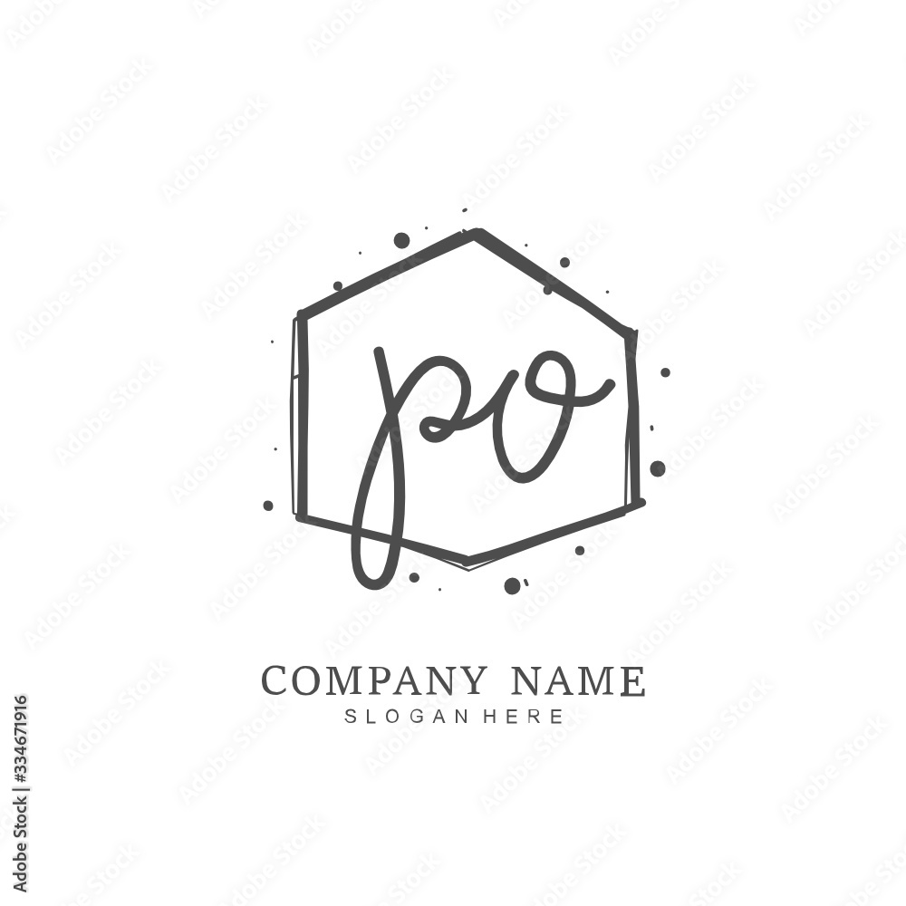 Handwritten initial letter P O PO for identity and logo. Vector logo ...