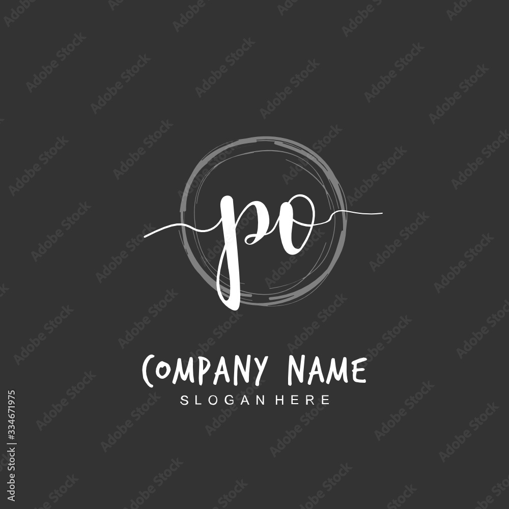 Handwritten initial letter P O PO for identity and logo. Vector logo ...