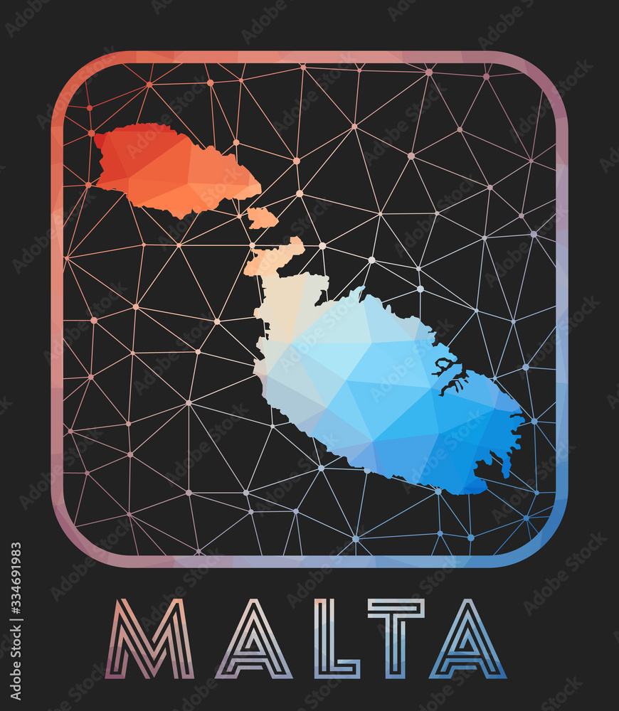 Malta map design. Vector low poly map of the island. Malta icon in ...