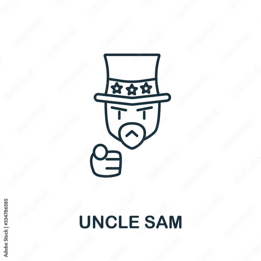 Uncle Sam icon from usa collection. Simple line Uncle Sam icon for ...