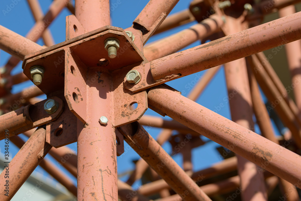 Scaffolding Elements Construction. Metal scaffolding tubes and bars ...