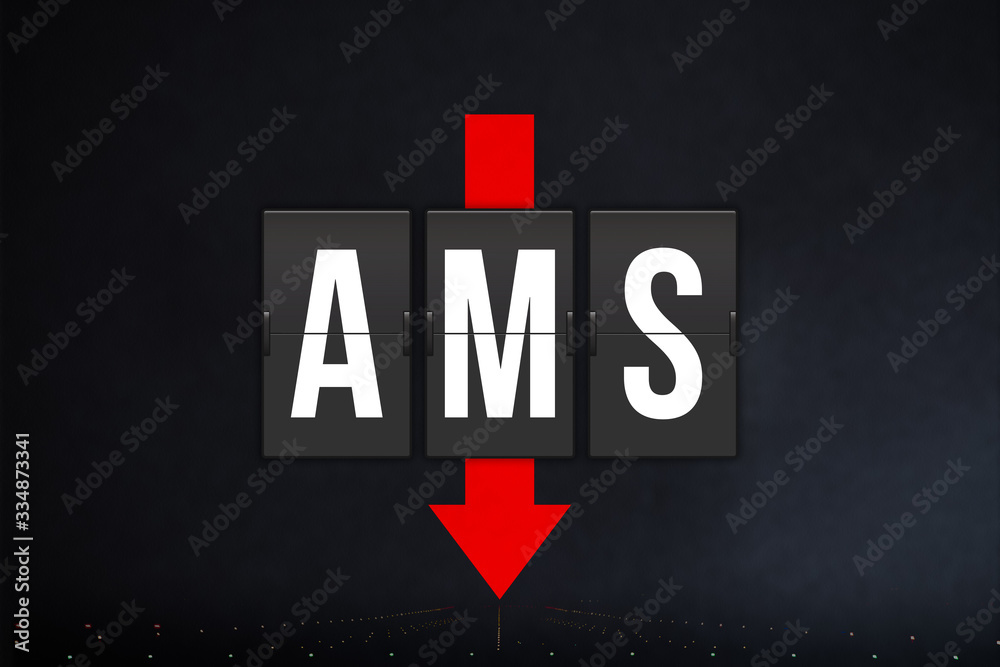 Photo Stock Amsterdam Airport Schiphol IATA code (AMS). Split-flap ...